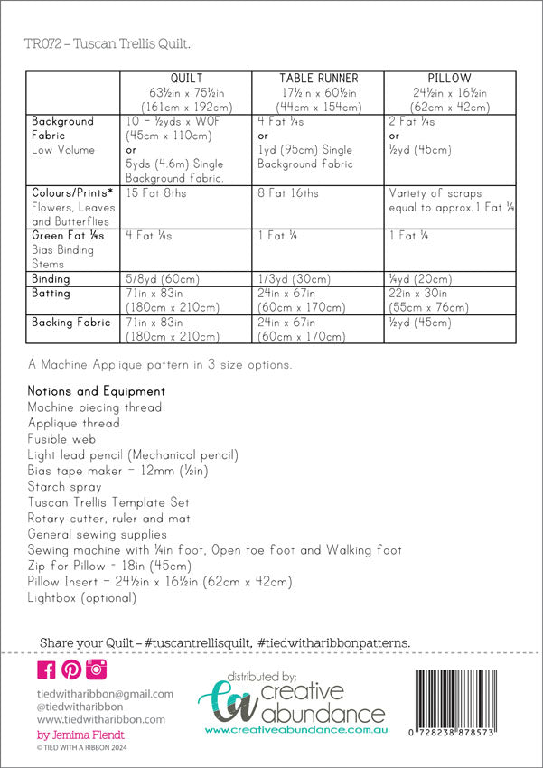 Tuscan Trellis Quilt Pattern & Template set — The Next Stitch